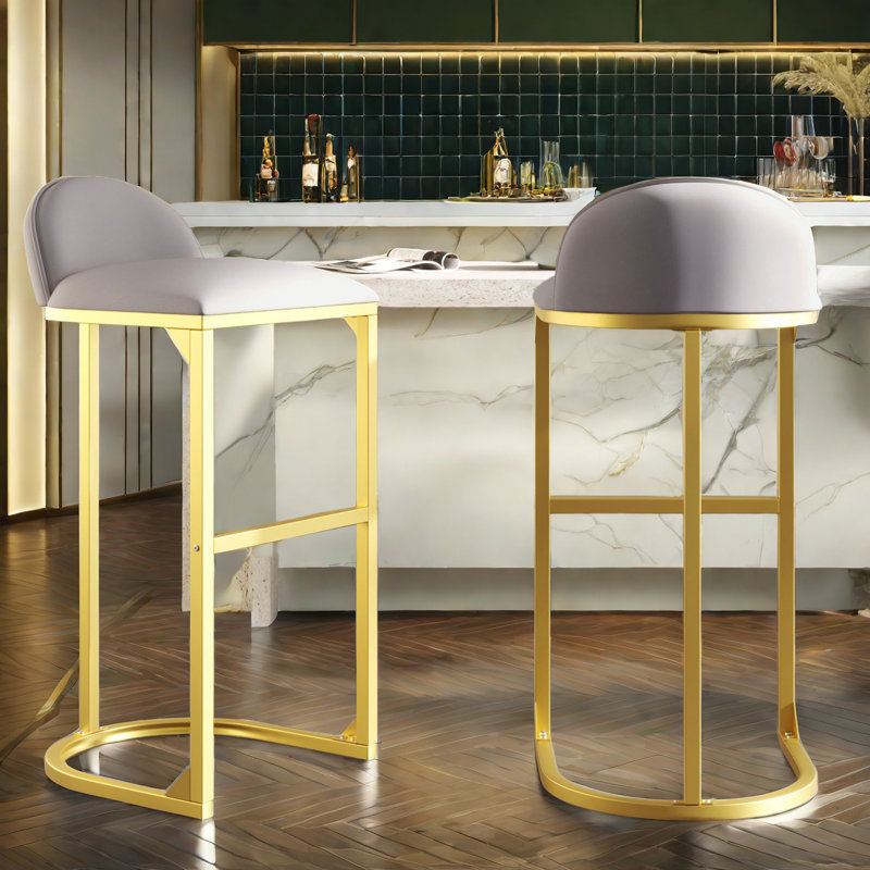 Velvet Upholstered Chrome ausschalten Metal Counter